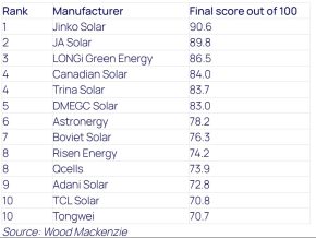 Who are the top 10 photovoltaic module producers in the world?