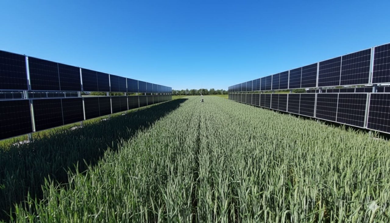 Vertical agrivoltaics boost wheat fields with energy and resilience